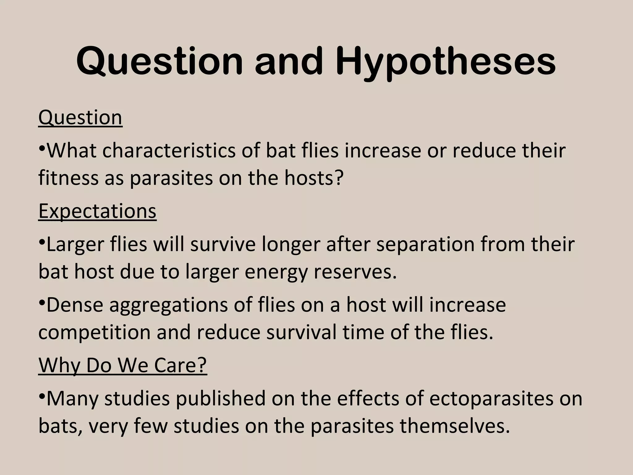 Parasitic bat fly fitness and survival after separation from host | PPT