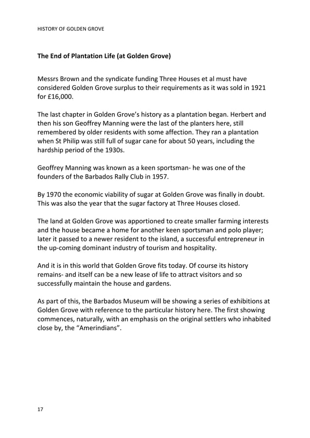 Golden Grove House History | PDF