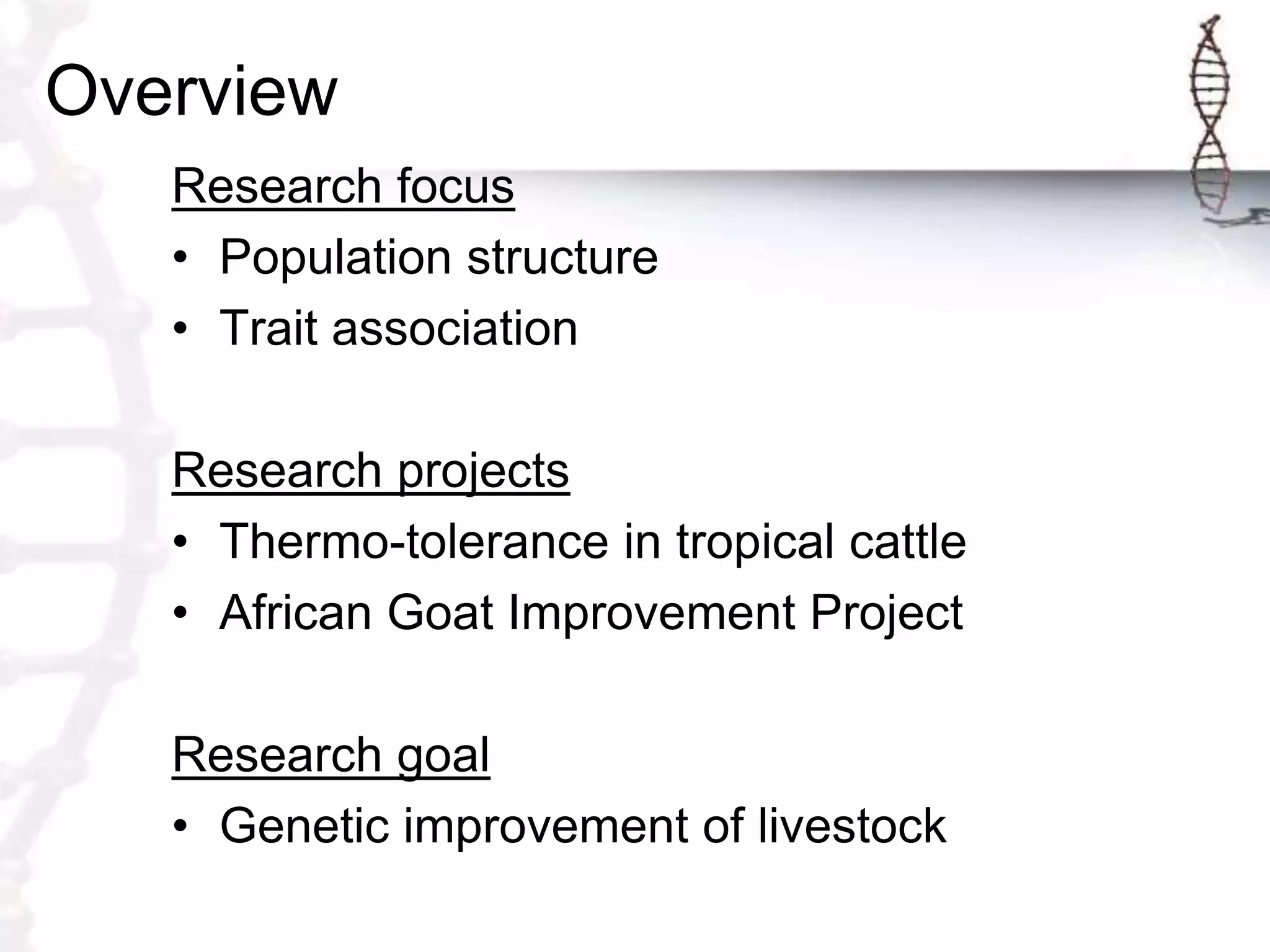 Population Structure & Genetic Improvement in Livestock | PPTX