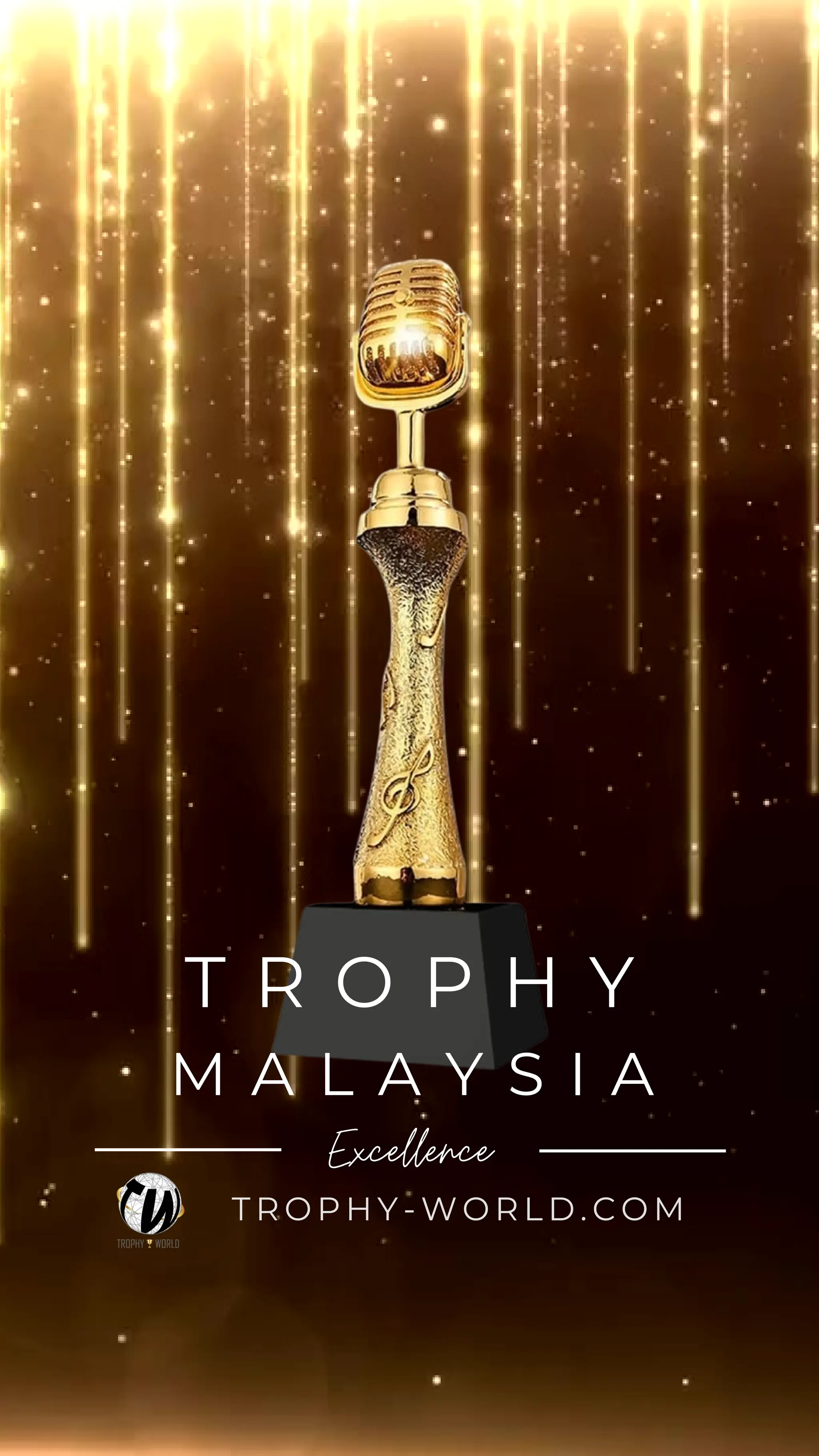 Golden Microphone Trophy at Trophy-World Malaysia | Custom Trophies ...
