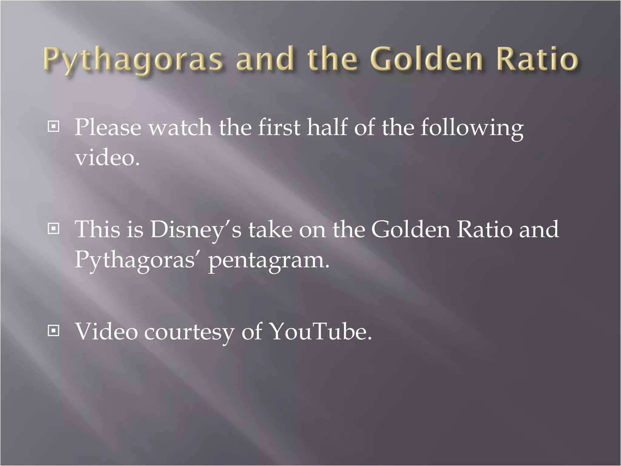 Pythagoras' Pentagram and the Golden Ratio | PPT