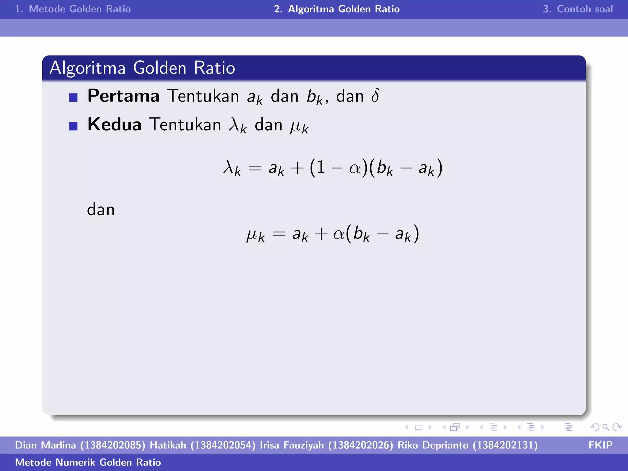 Tugas Metode Numerik Golden ratio Pendidikan Matematika UMT | PDF