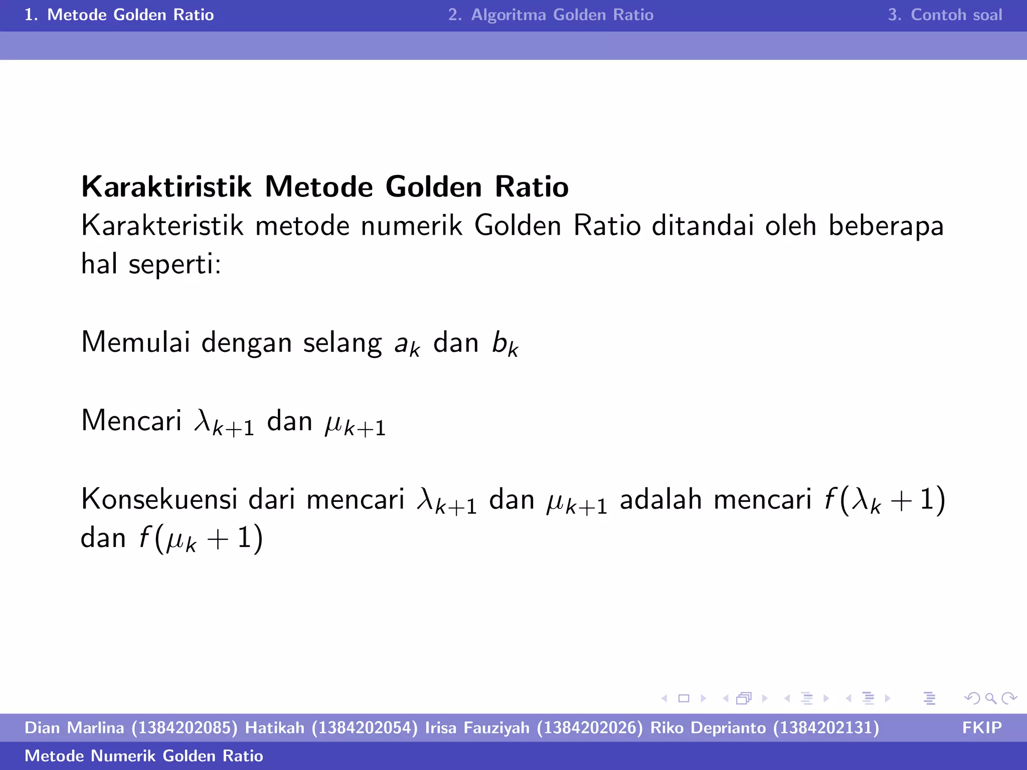 Tugas Metode Numerik Golden ratio Pendidikan Matematika UMT | PDF