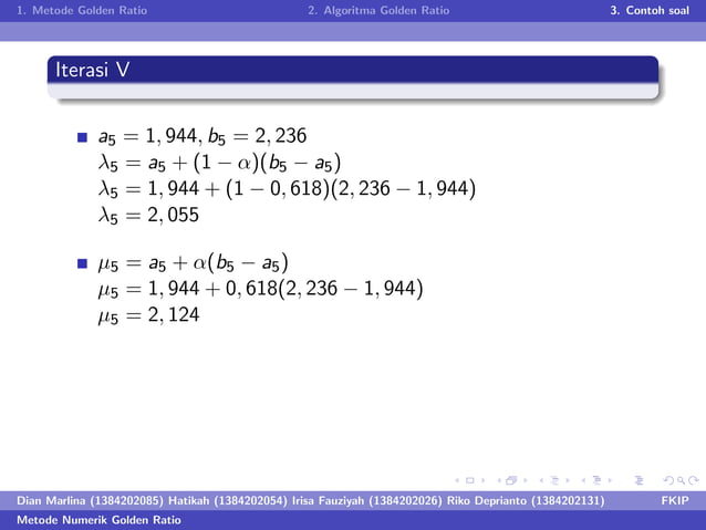 Tugas Metode Numerik Golden ratio Pendidikan Matematika UMT | PPT