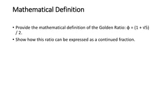 Golden Ratio applications and its various uses | PPT
