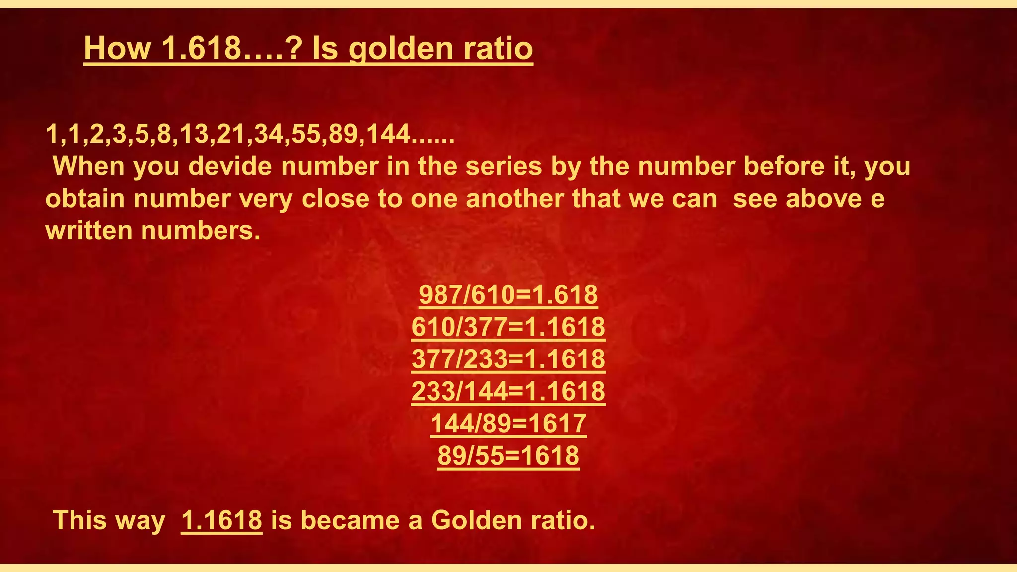 Golden ratio and da vinci code. | PPTX