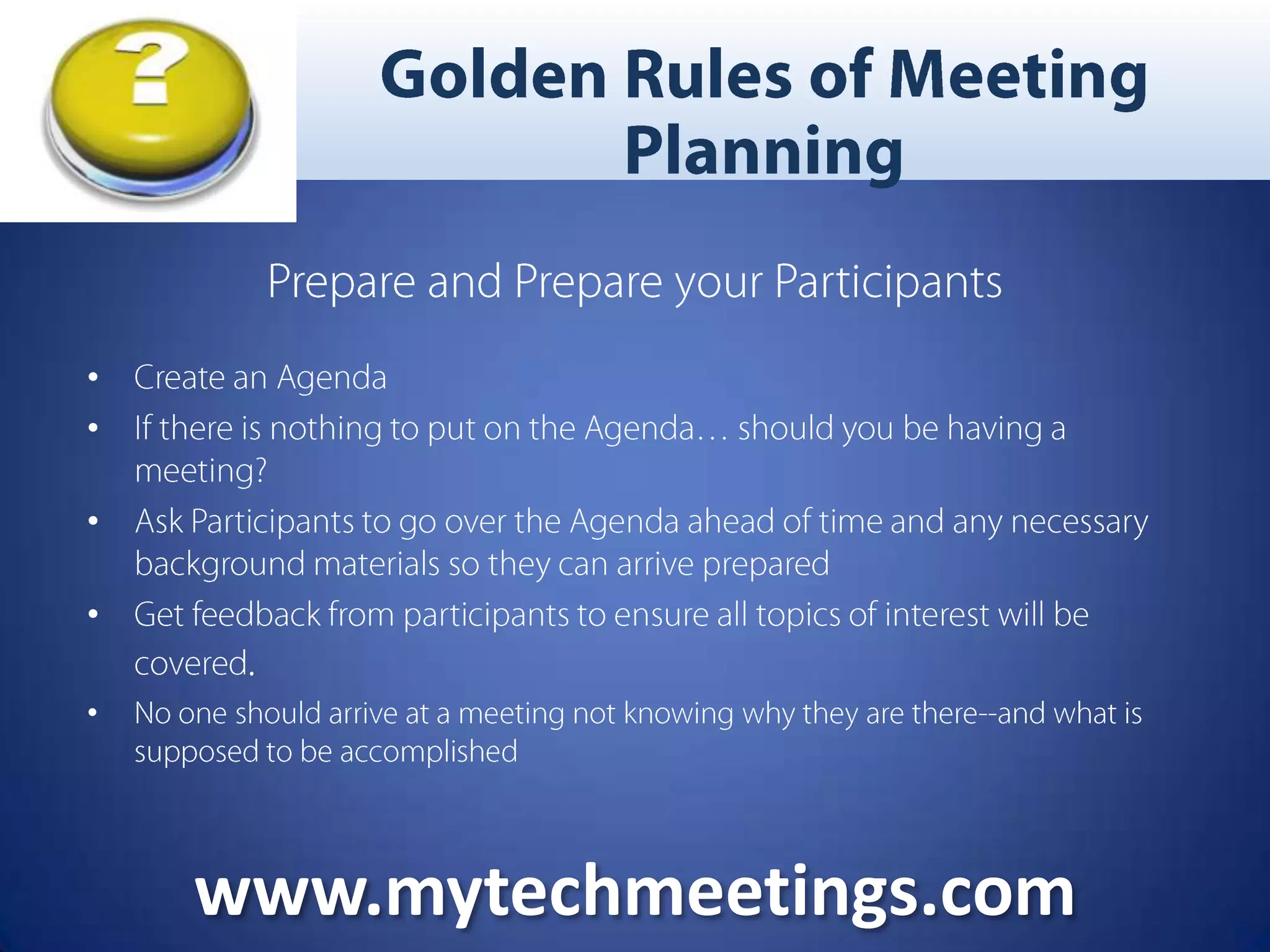 Golden Rules Of Meeting Planning | PPT