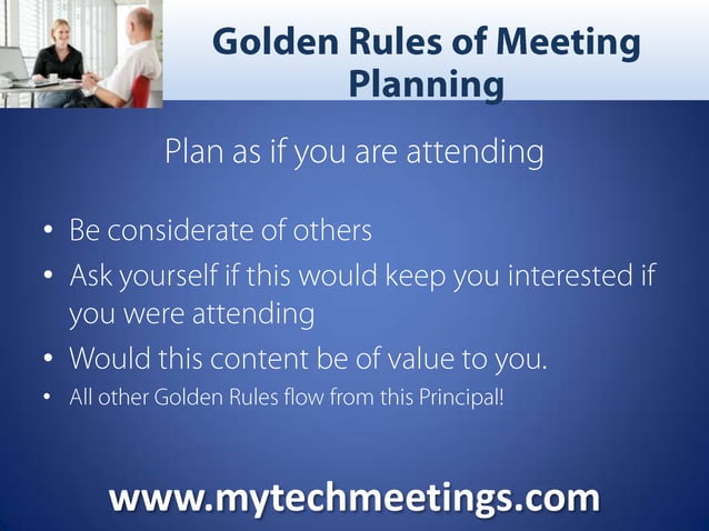 Golden Rules Of Meeting Planning | PPT