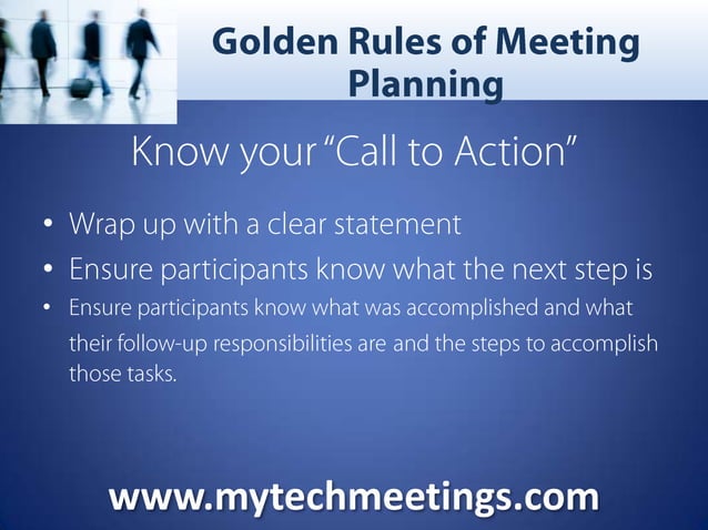 Golden Rules Of Meeting Planning | PPT