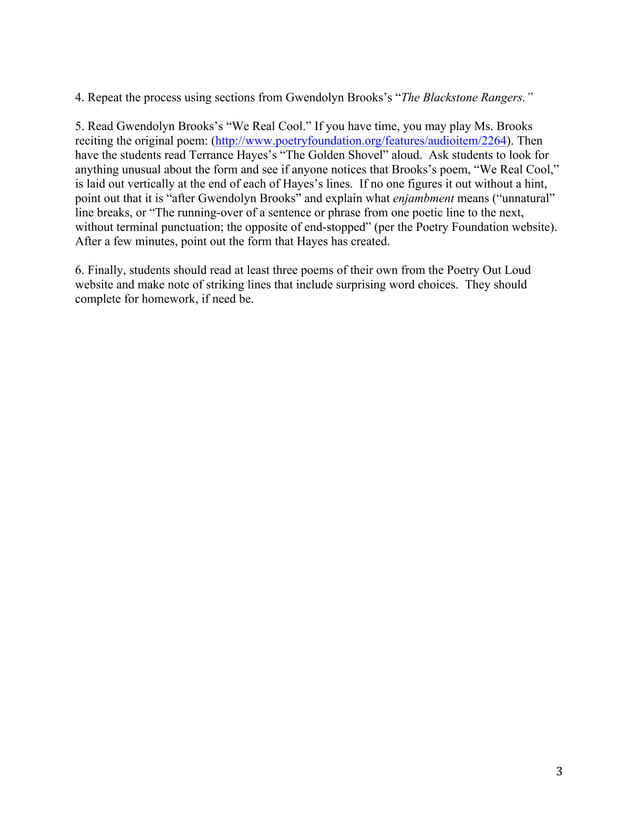 Golden shovel lesson | PDF | Poetry | Books and Literature