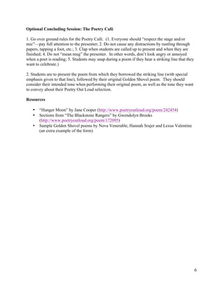 Golden shovel lesson | PDF | Poetry | Books and Literature