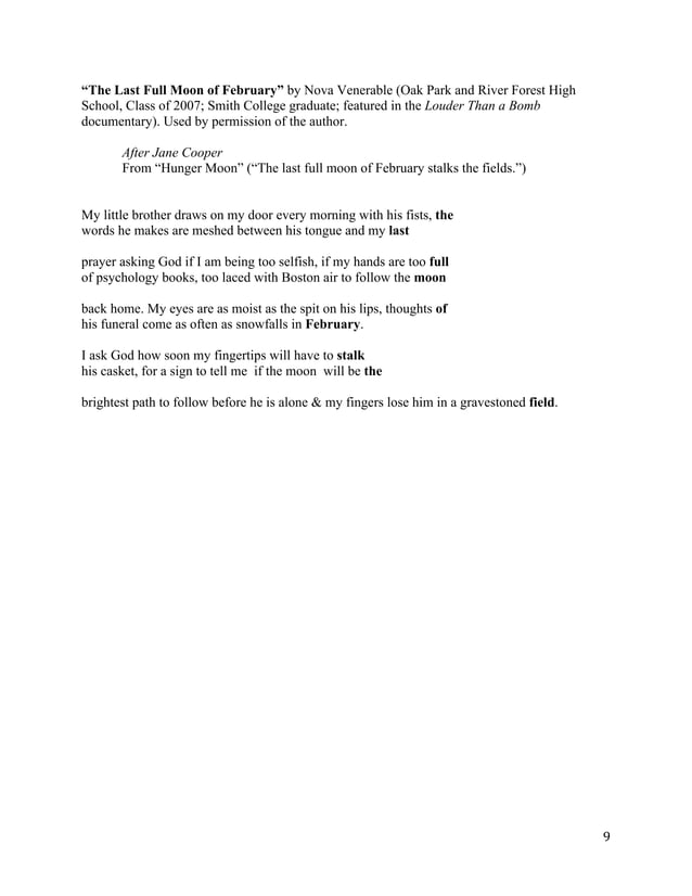 Golden shovel lesson | PDF | Poetry | Books and Literature