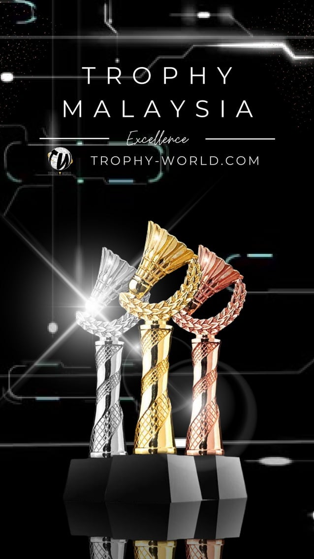 Golden, Silver, Bronze Badminton Trophy at Trophy-World Malaysia ...