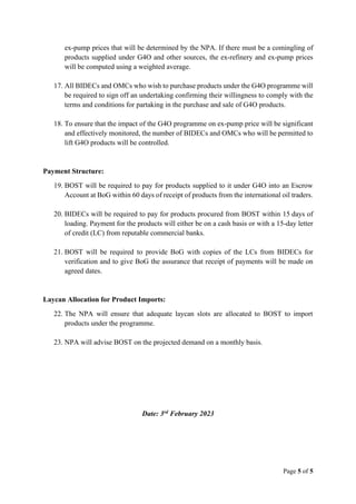 Gold for Oil Programme Framework | PDF