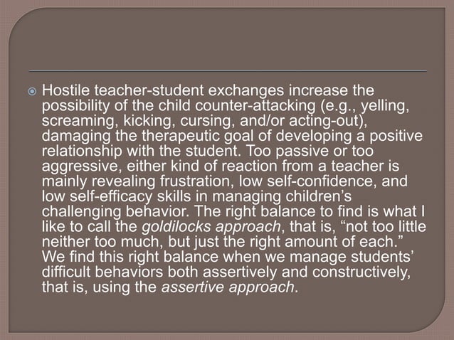 The Goldilocks Approach: Assertiveness Training for Teachers | PPT