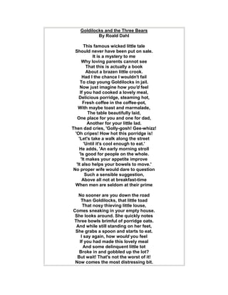 Goldilocks and the three bears for choral speaking | DOCX