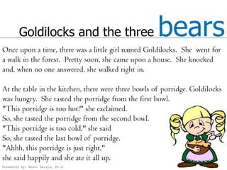 Goldilocks and the Three Bears in English and French | PDF | Food & Drink