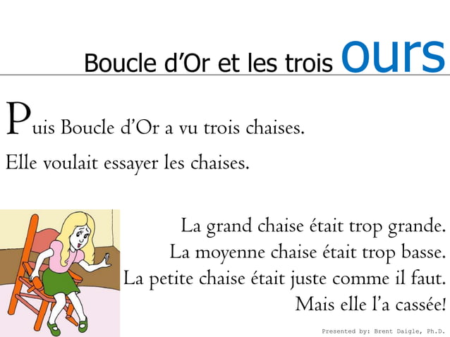 Goldilocks and the Three Bears in English and French