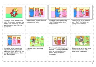 Goldilocks And The Three Bears Picture Sequence Story