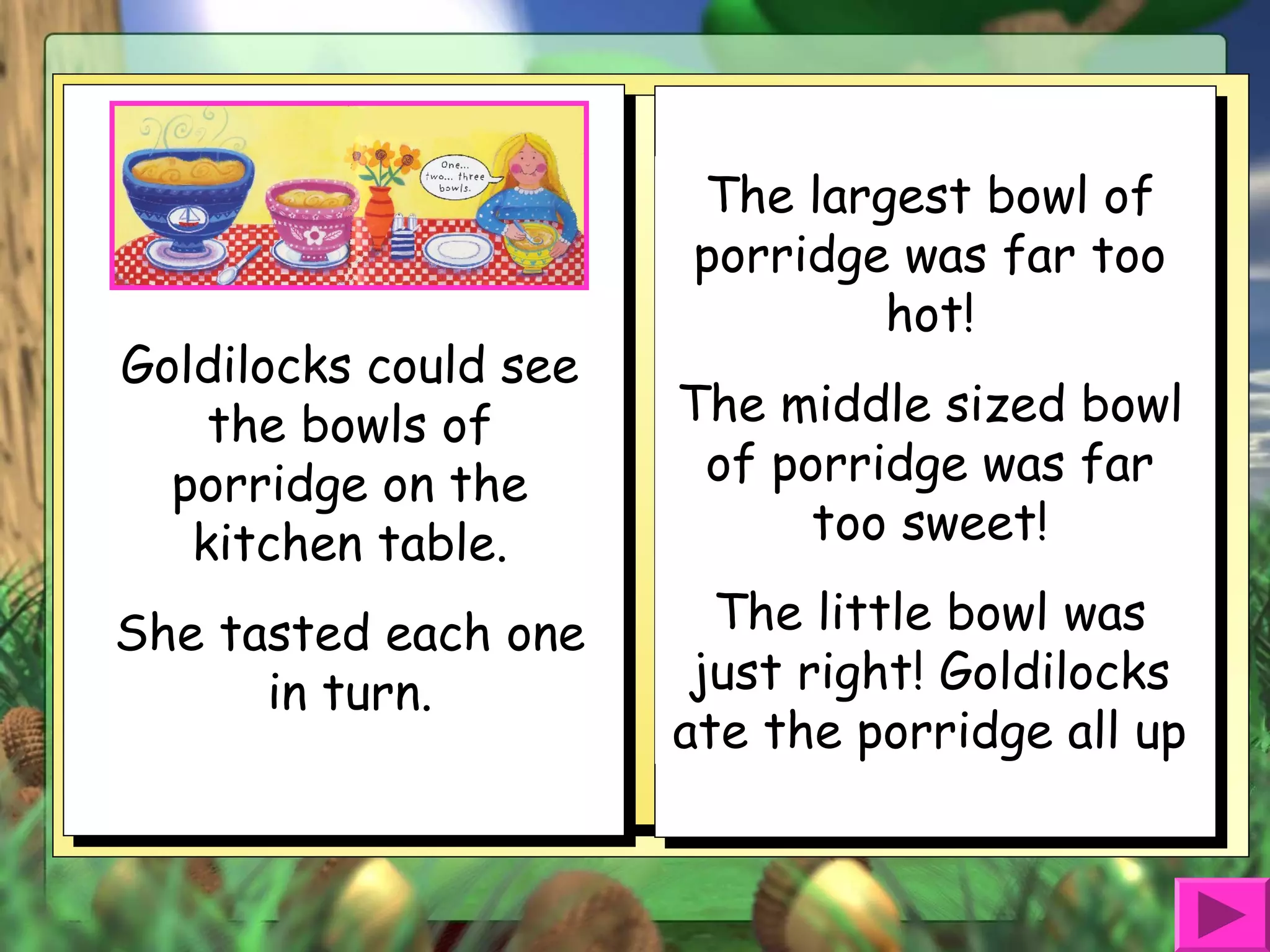 Goldilocks story book pps | PPS | Food & Drink