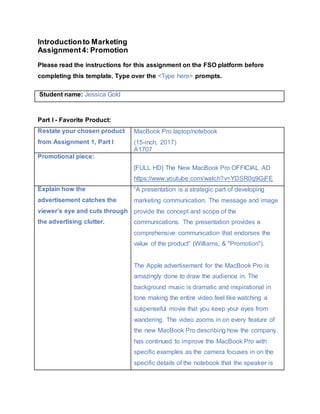Marketing Promotions Assignment | DOCX
