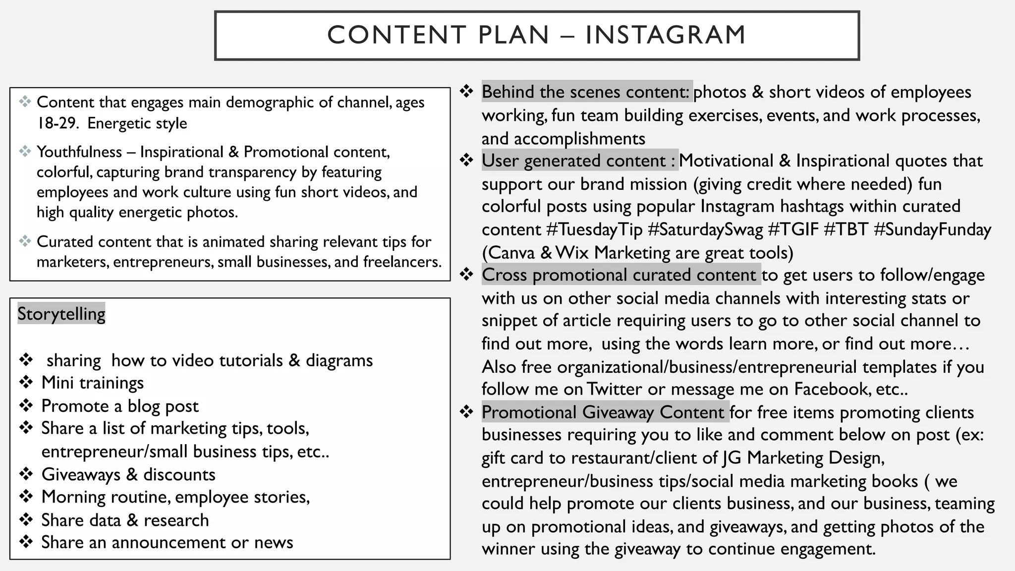 JG Marketing Design_Social Media Campaign Strategy | PPT