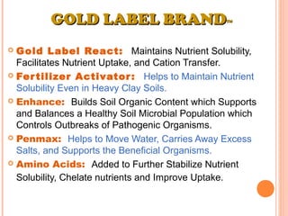 Gold label product benefits | PPT