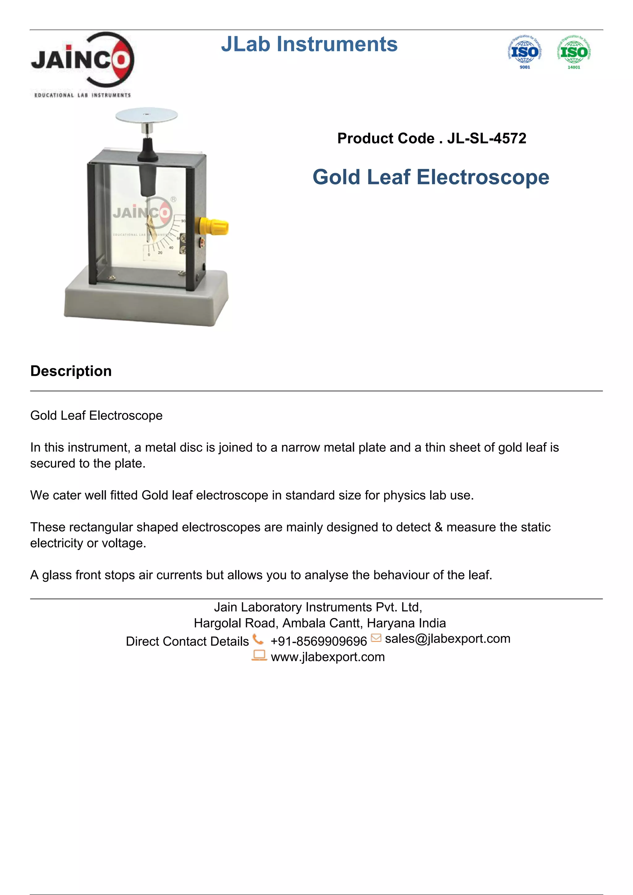 Gold leaf electroscope | PDF