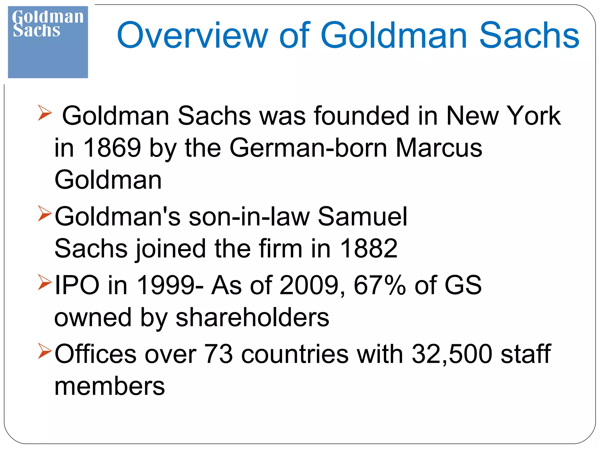 Goldman sachs | PPT