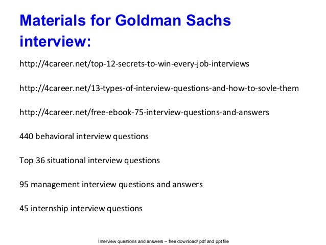 Goldman sachs interview questions and answers