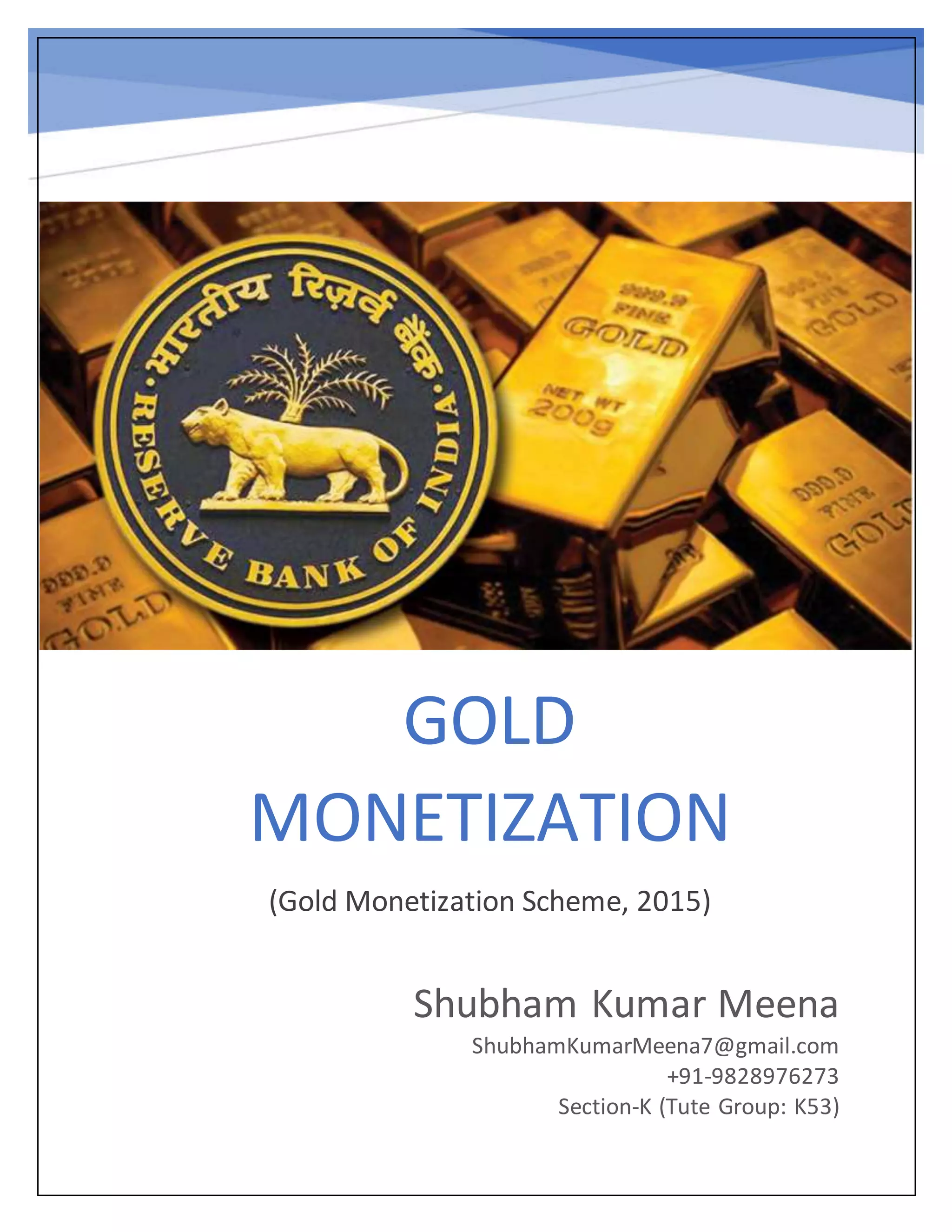 Gold monetization | PDF