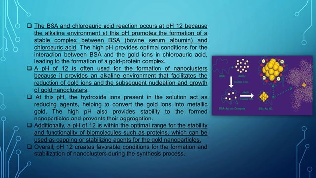 GOLD NANOCLUSTER BSA Protein templated.pptx | Chemistry | Science