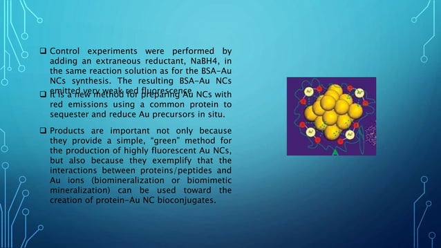 GOLD NANOCLUSTER BSA Protein templated.pptx | Chemistry | Science