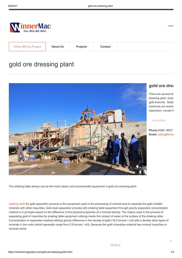 Gold ore dressing plant | PDF