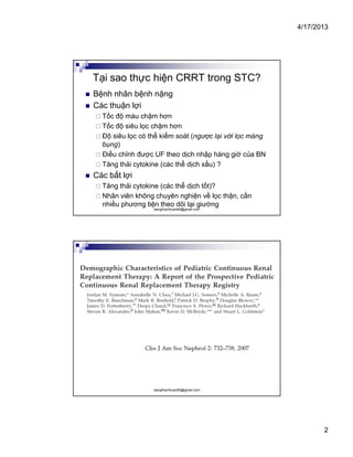 Goldstein crrt tre em - chi dinh - crrt-vn | PDF