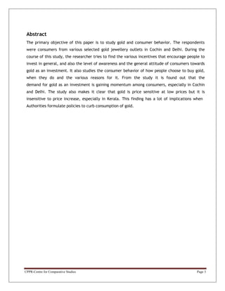 Gold and Consumer Behaviour - A Comparative Study of Cochin and Delhi | PDF