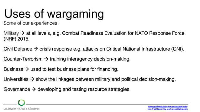 Goldsworthy stolk wargaming adsa12 v2 | PPT