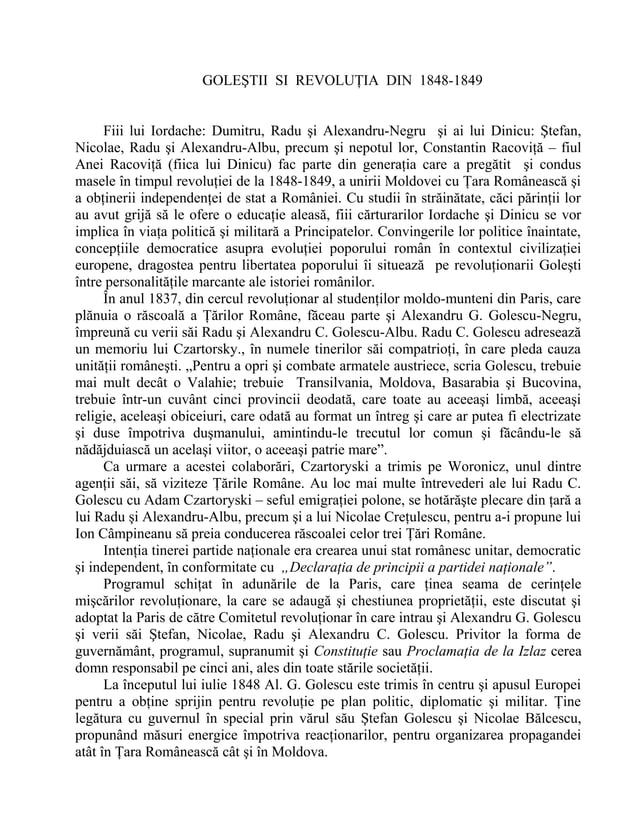 Golestii si revolutia din 1848 | DOC