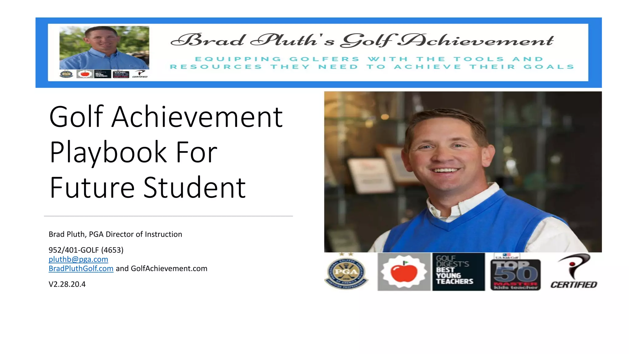 Golf achievement Playbook For Future Students | PPT
