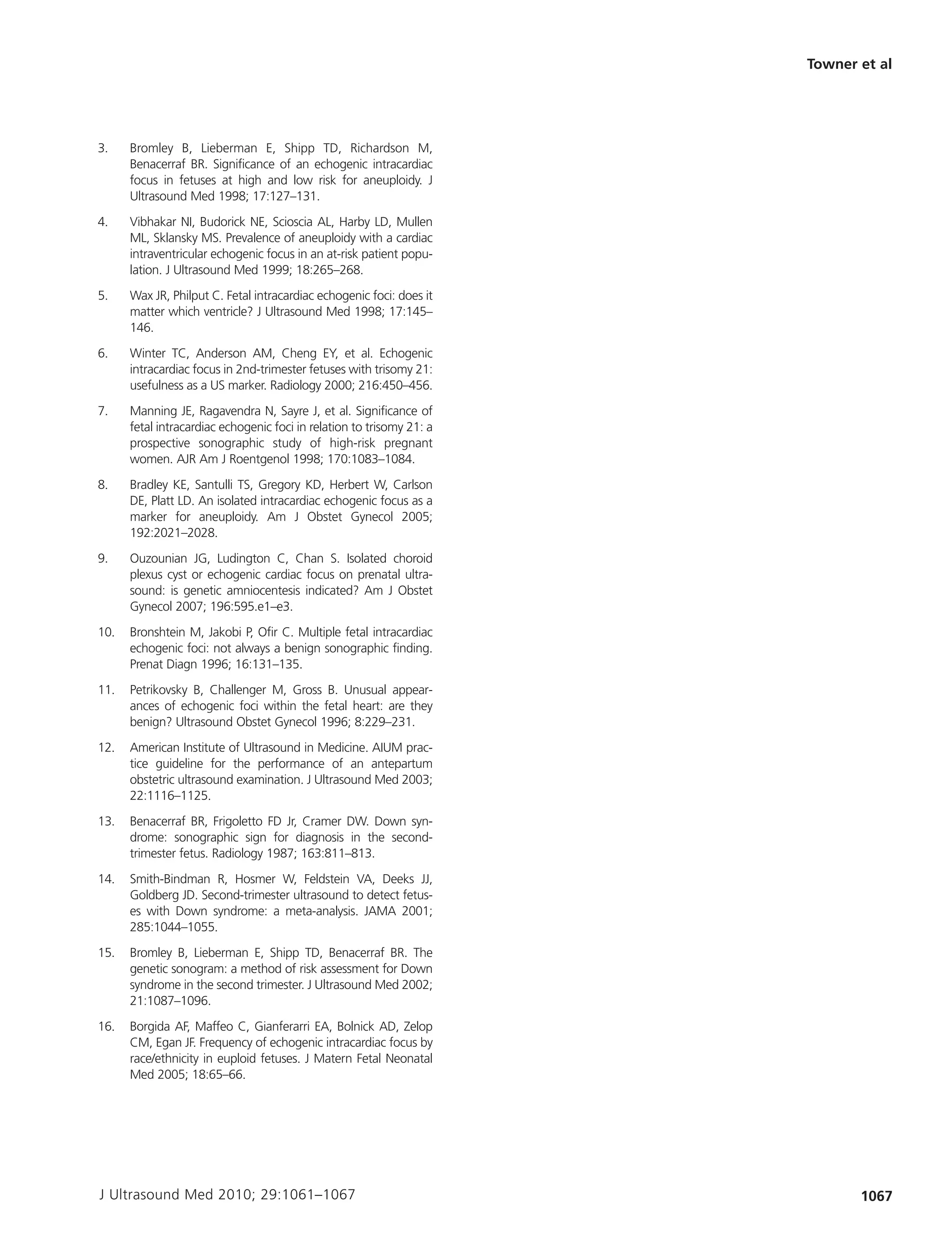 Single Versus Multiple Echogenic Foci in the Fetal Heart | PDF