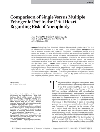 Single Versus Multiple Echogenic Foci in the Fetal Heart | PDF