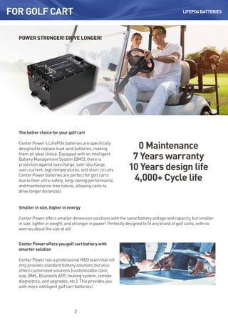 Golf cart LiFePO4 batteries catalog from Center Power | PDF