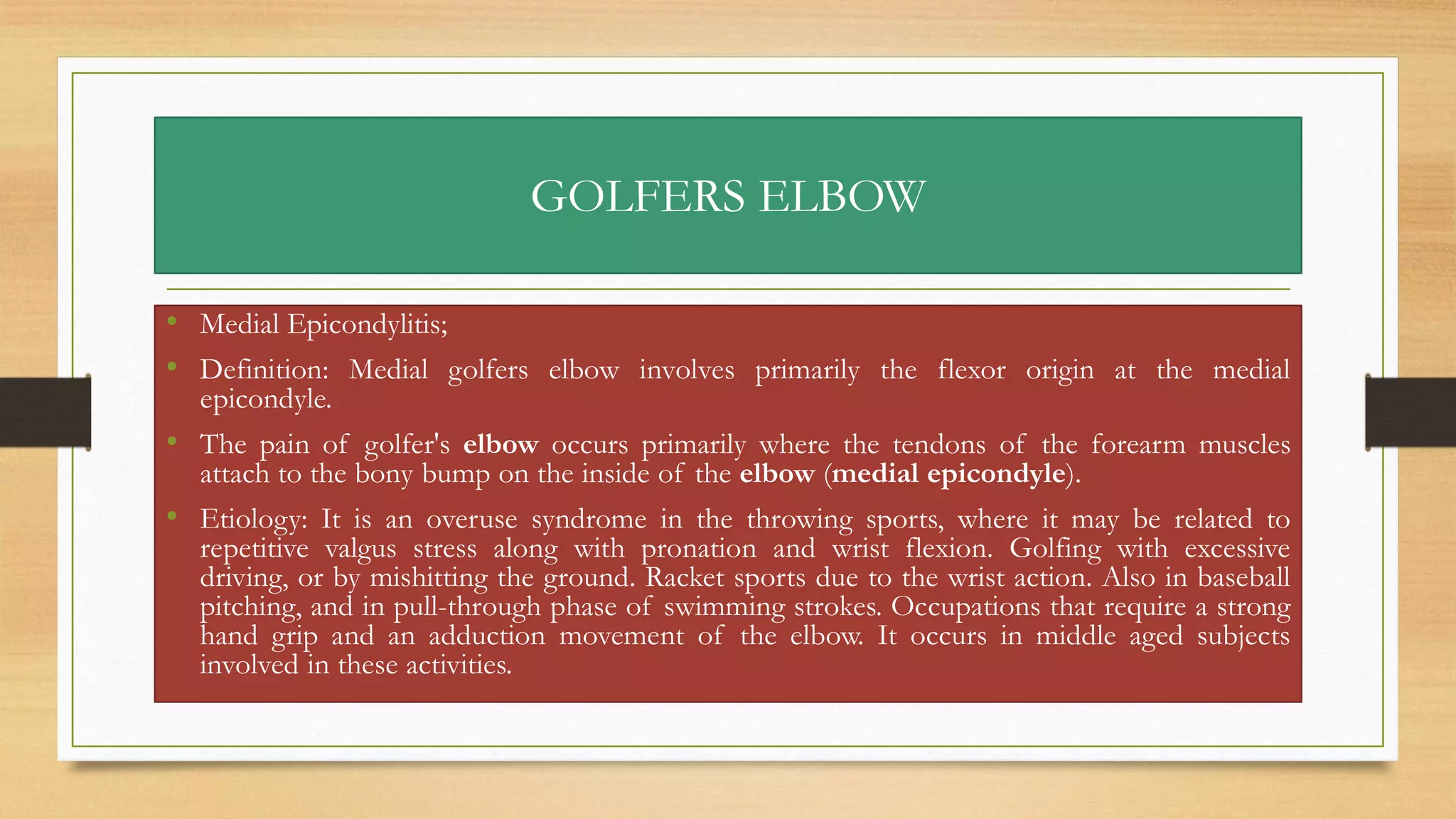 GOLFERS ELBOW AND PHYSIOTHERAPY MANAGEMENT | PDF