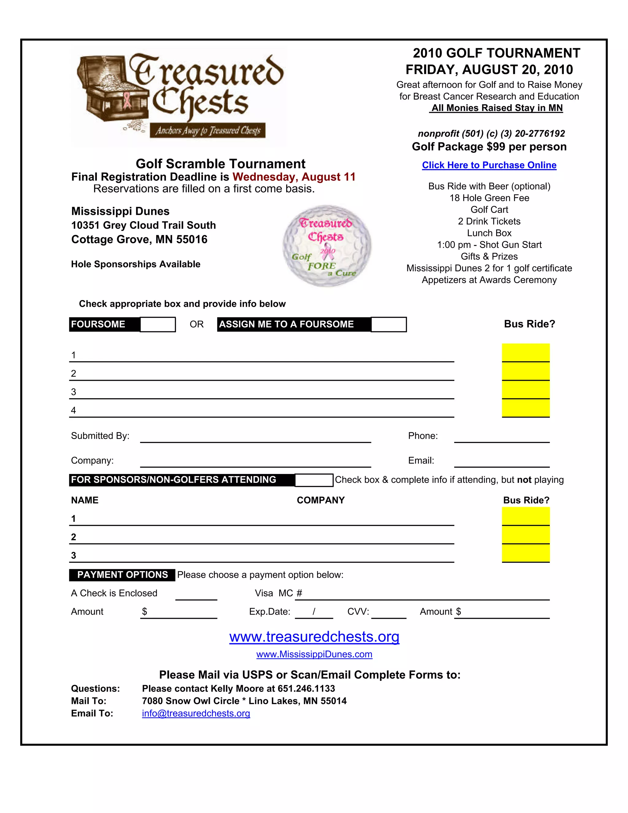 Golf Fore A Cure Registration Form 2010 | PDF | Golf | Sports