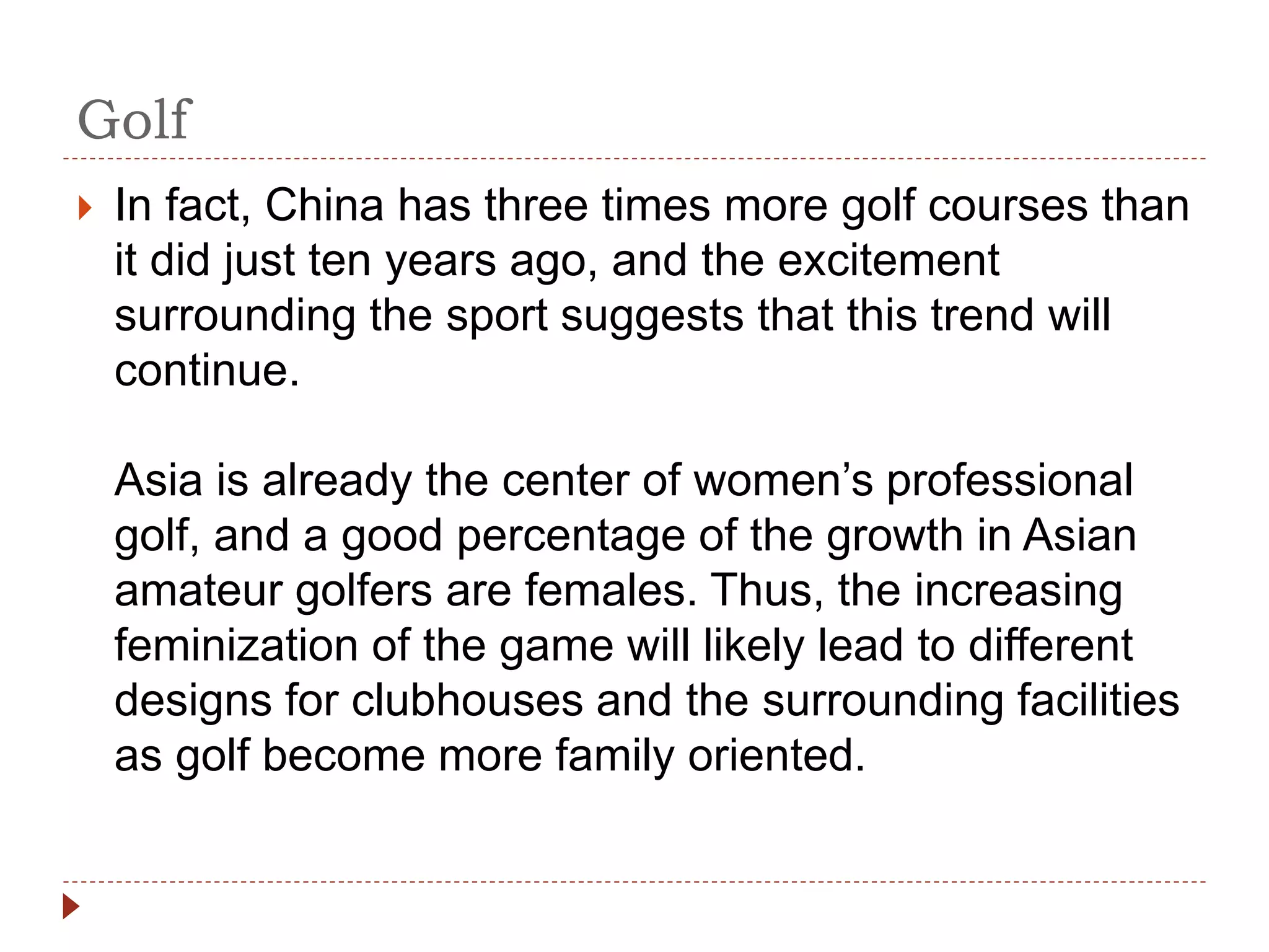 Golf Growing in Popularity with Women in Asia | PPTX