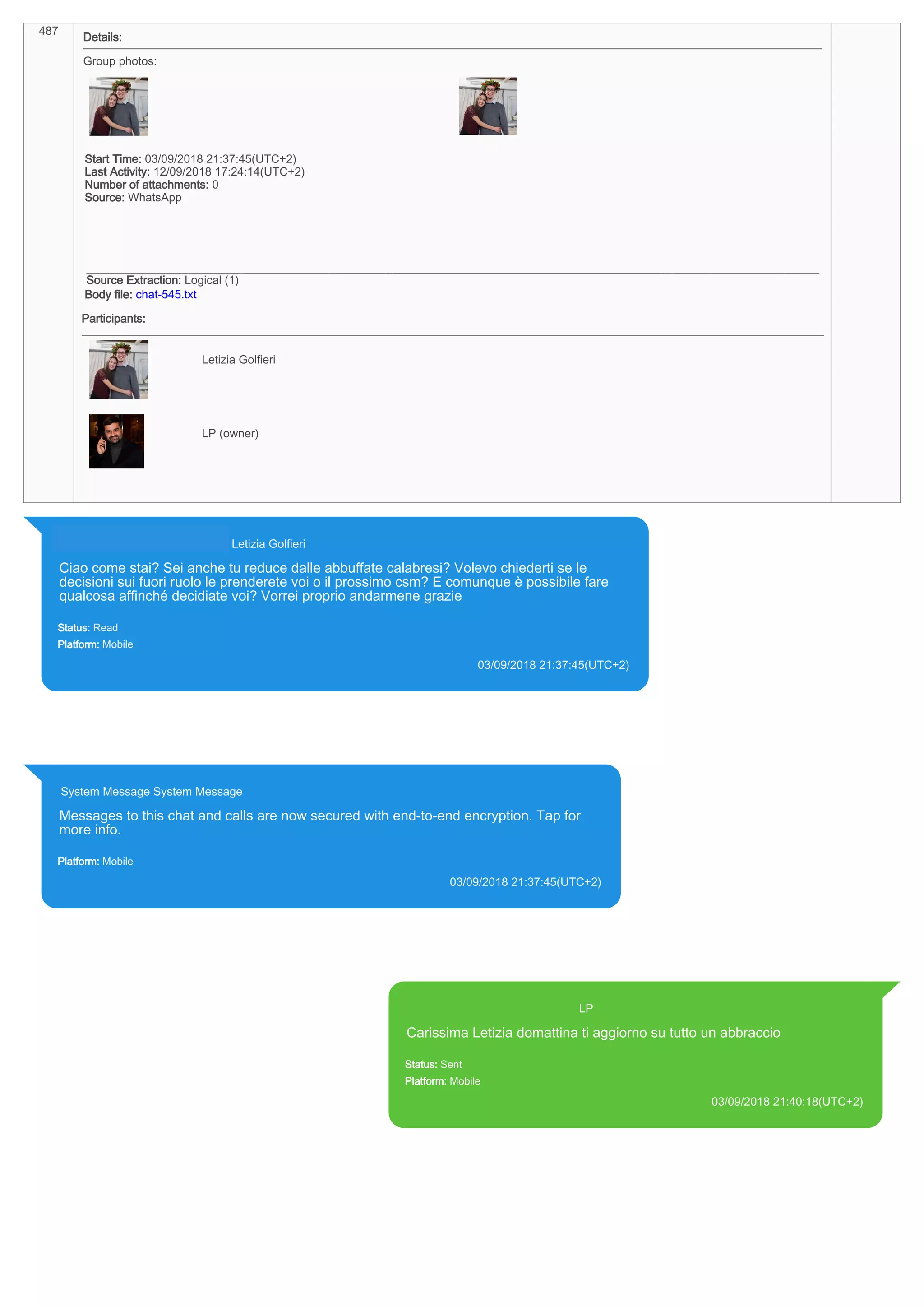 Le chat tra Luca Palamara e Maria Letizia Golfieri | PDF