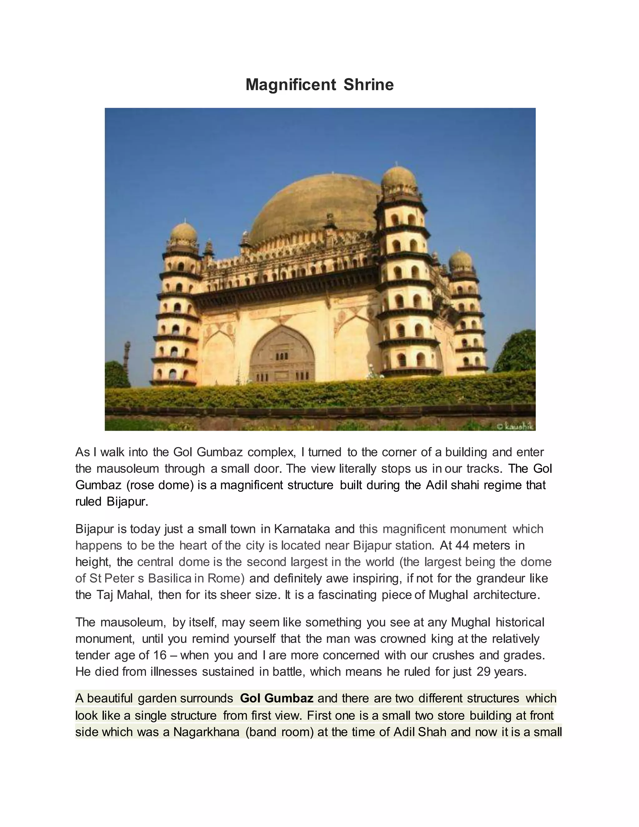 Gol gumbaz | DOCX