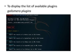 Golismero | PPTX | Programming Languages | Computing