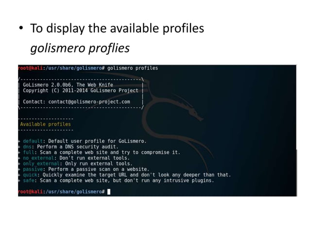 Golismero | PPTX | Programming Languages | Computing