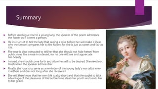 Go, Lovely Rose Intro and Poetry Analysis | PPTX